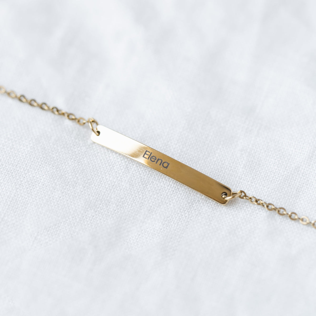 Custom Engraved Bar Bracelet in 18K Gold Plating – Remembered Luxuries™